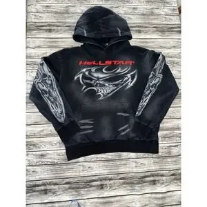 Hellstar | Shirts | Hellstar Airbrushed Skull Hoodie Black 223 Release ...